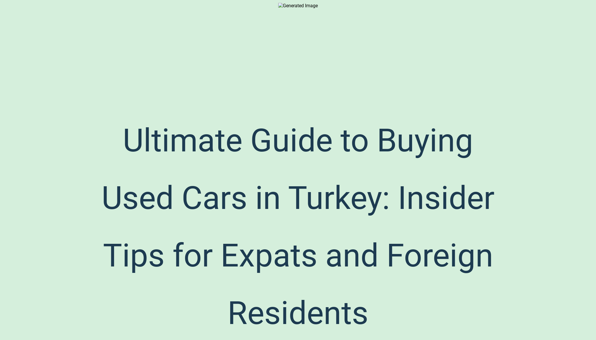 Ultimate Guide to Buying Used Cars in Turkey: Insider Tips for Expats and Foreign Residents